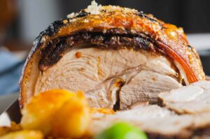 Roast Leg of Pork Stuffed with Bacon & Cranberries - Lost in Food