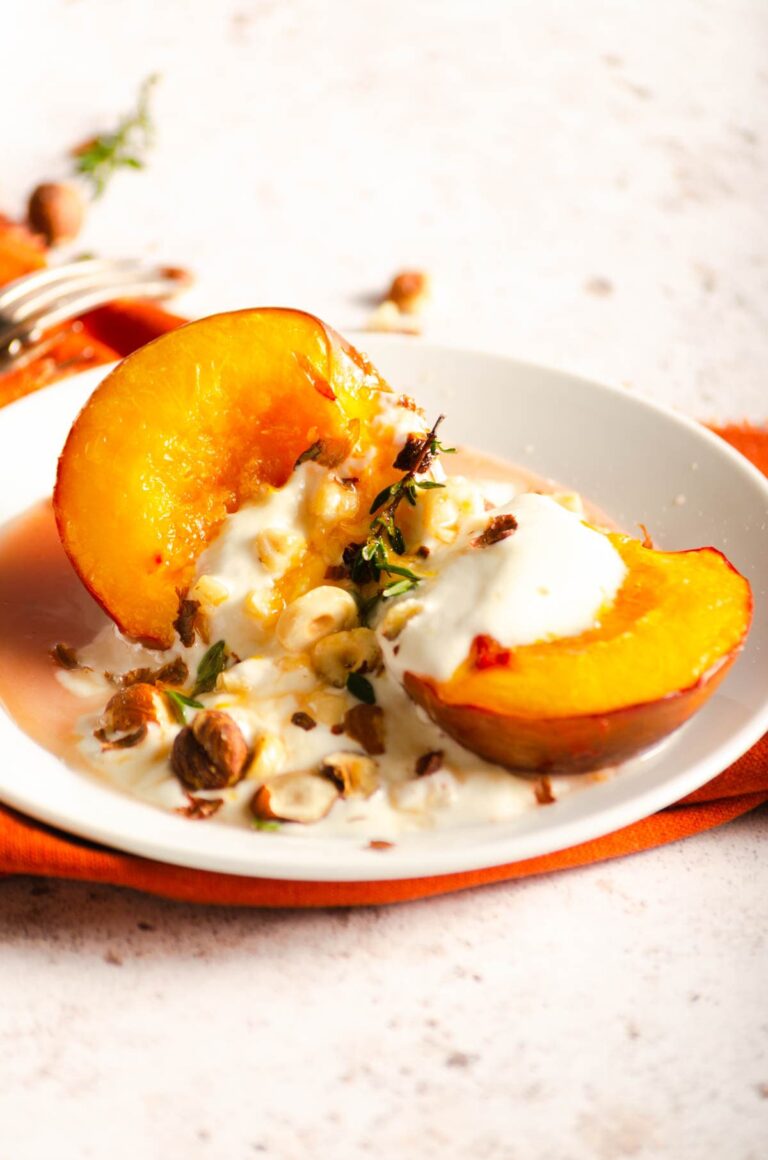 Baked Nectarines with Hazelnuts & Yogurt - Lost in Food