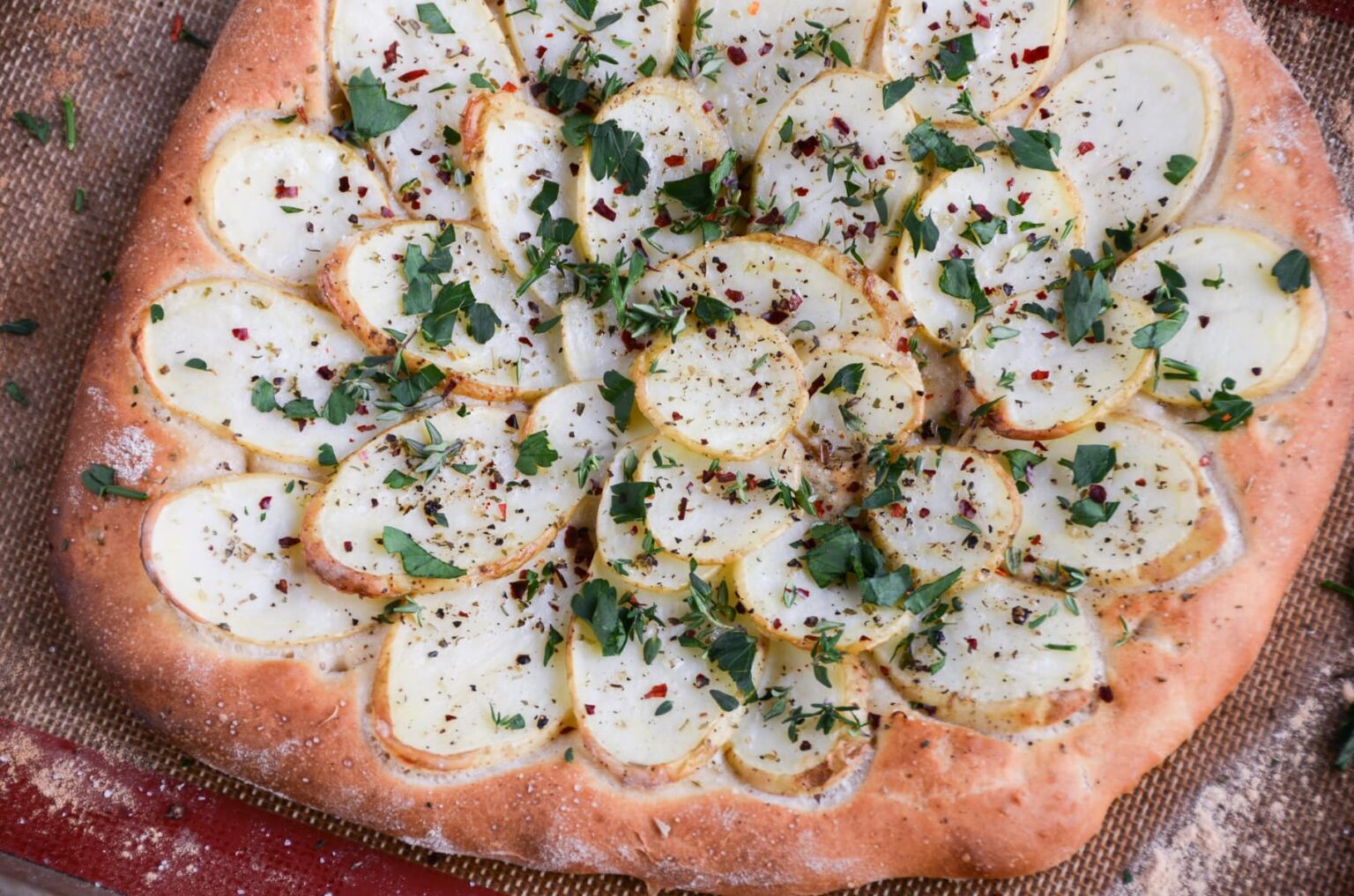 easy potato galette with crispy bread base - Lost in Food