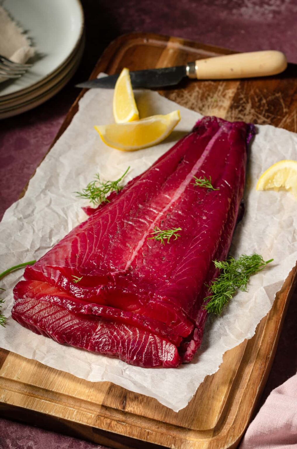 Beetroot Cured Salmon - Lost in Food