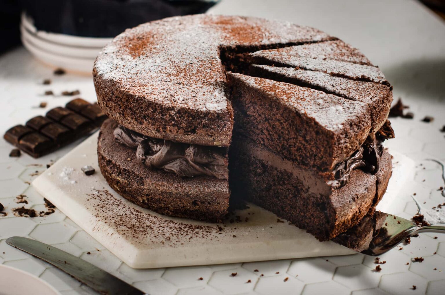 Chocolate Victoria Sponge Cake - Lost in Food