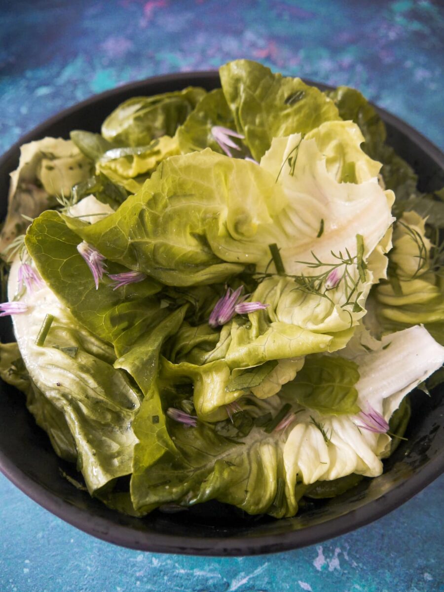 Easy Lettuce Salad with Fresh Herbs - Lost in Food