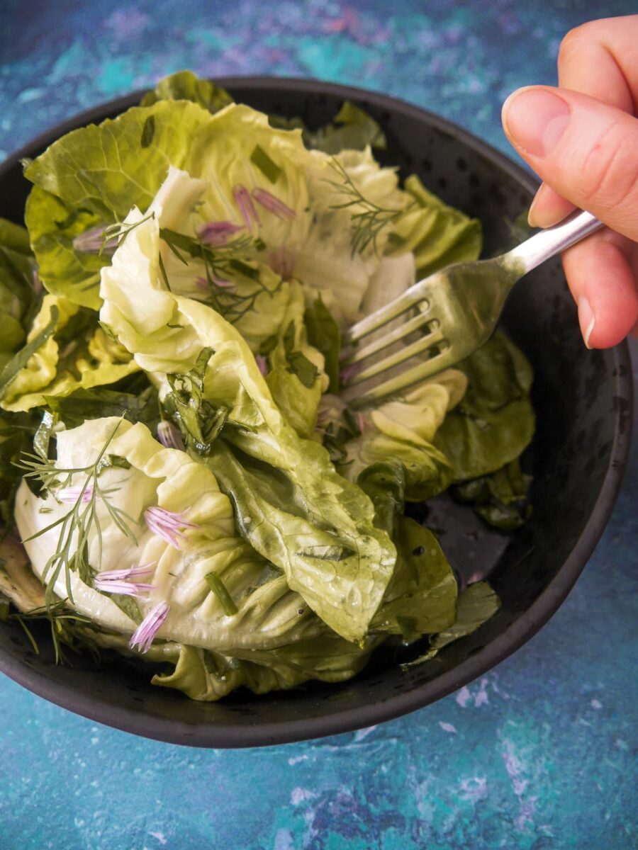 Easy Lettuce Salad with Fresh Herbs - Lost in Food