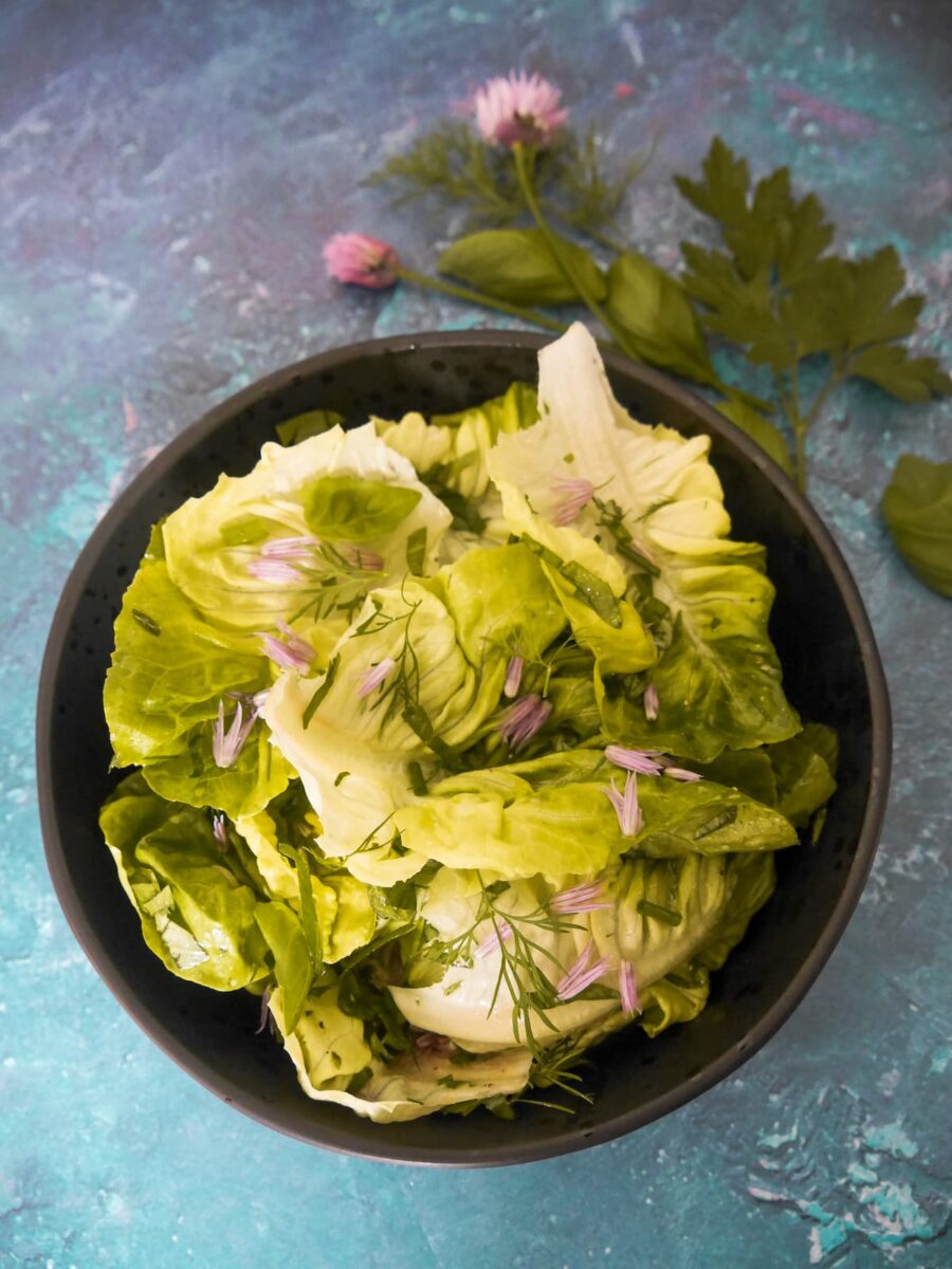 Easy Lettuce Salad with Fresh Herbs - Lost in Food